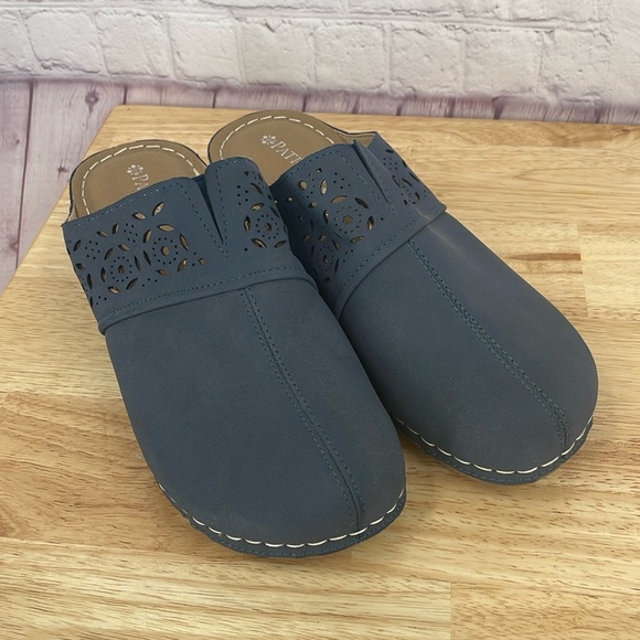 Spring Step | Shoes | Patrizia By Spring Step Blue Cushioned Clog Laser ...